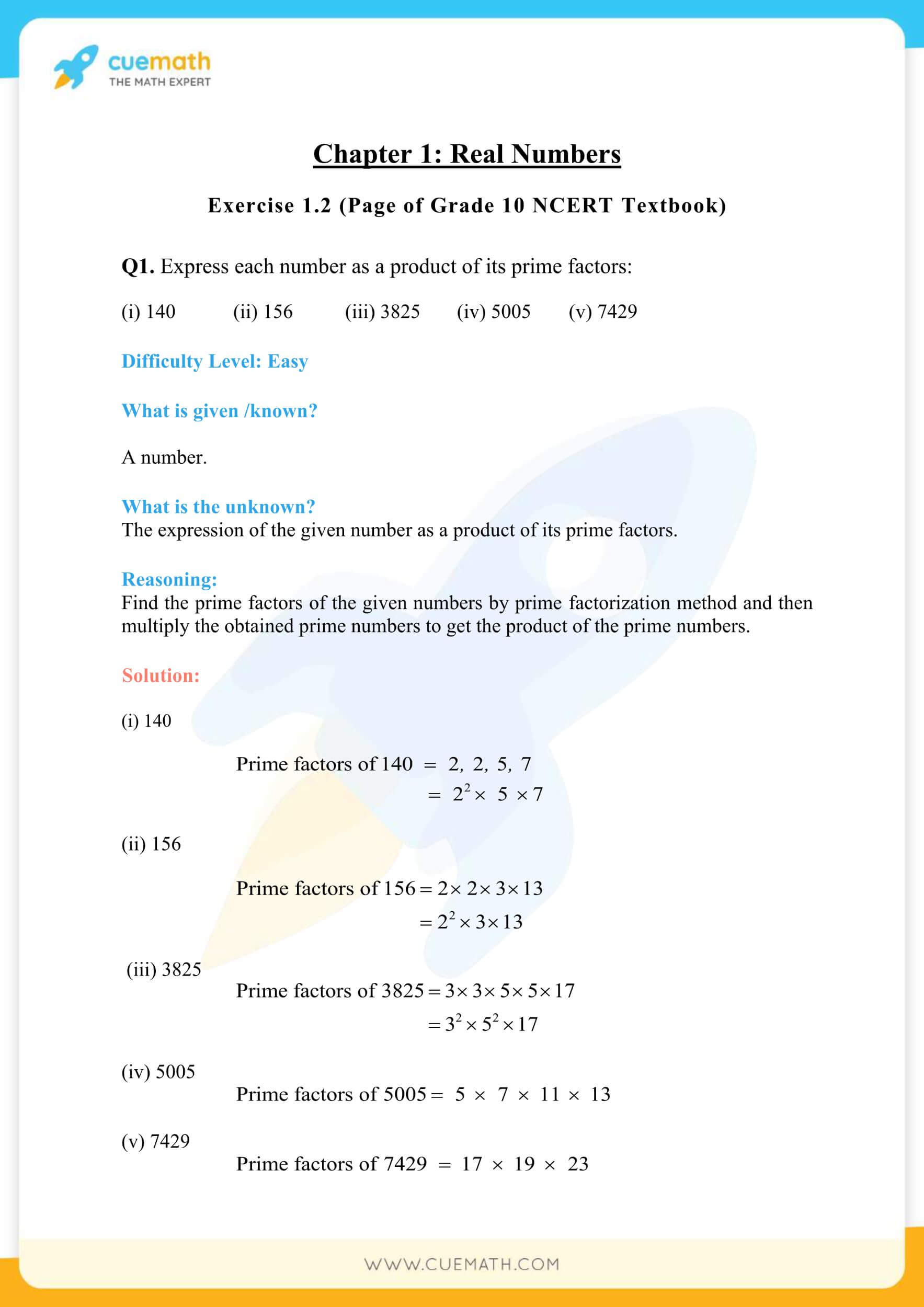 NCERT Solutions For Class 10 Maths Chapter 1 Real Numbers Download PDF