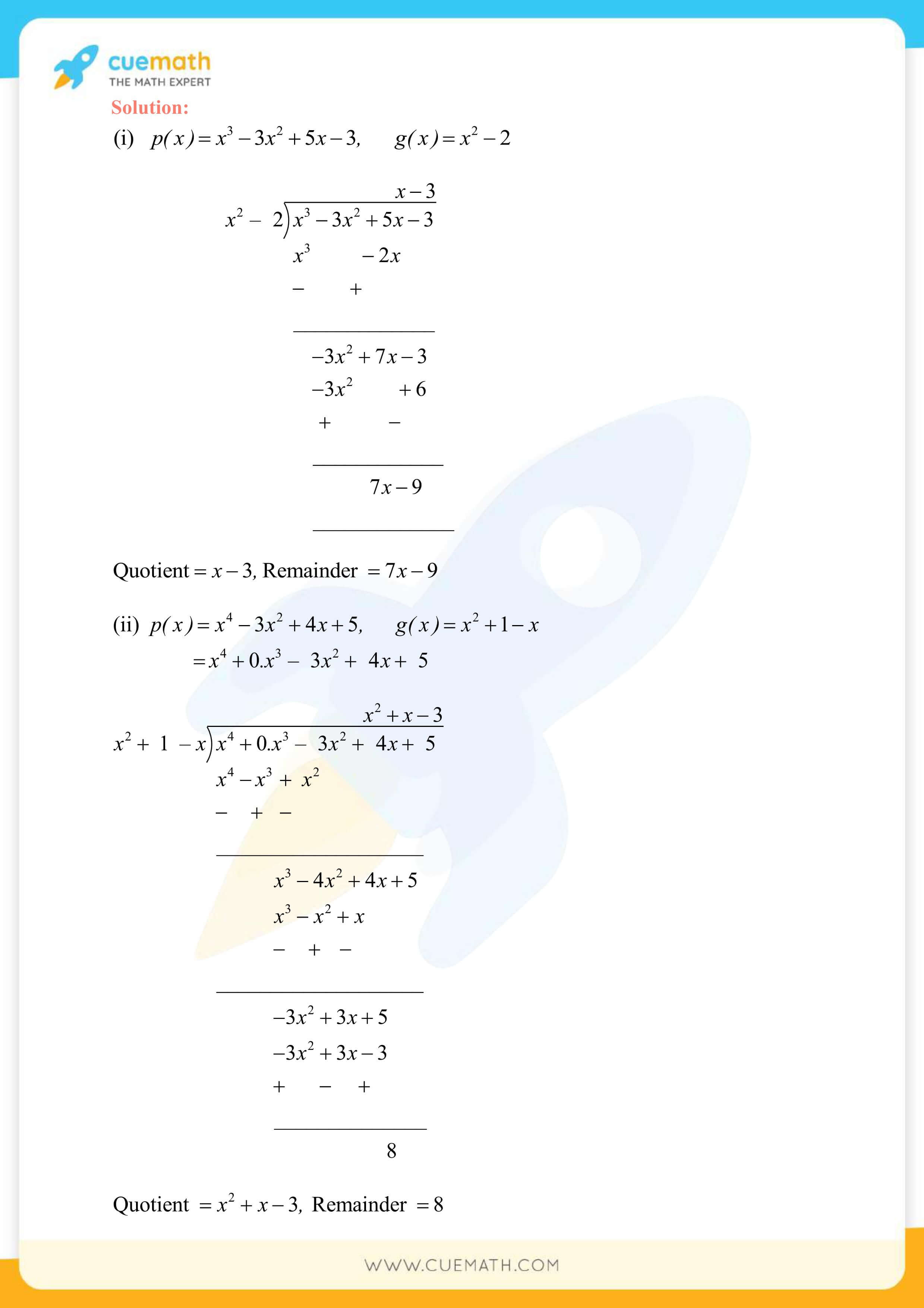 NCERT Solutions For Class 10 Maths Chapter 2 Exercise 2 3 Polynomials