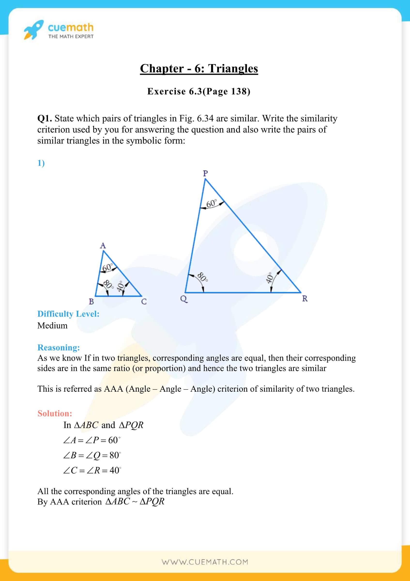 NCERT Solutions Class 10 Maths Chapter 6 Exercise 6 3 Access PDF