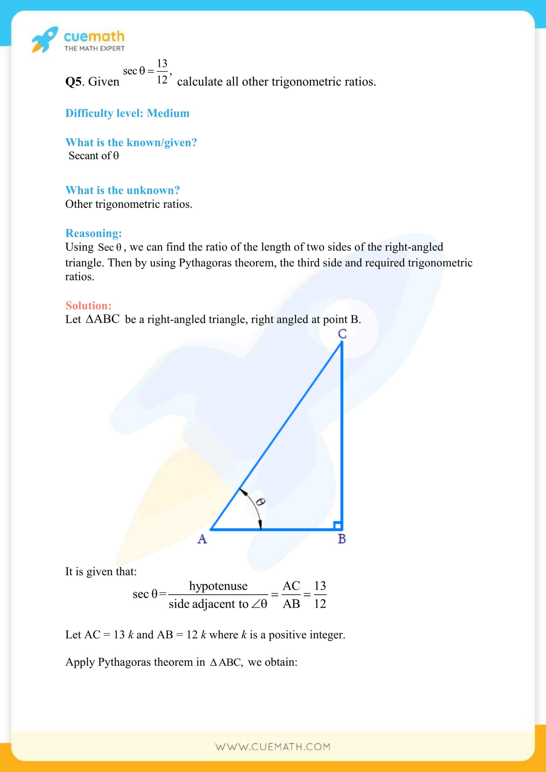 NCERT Solutions Class 10 Maths Chapter 8 Introduction To Trigonometry