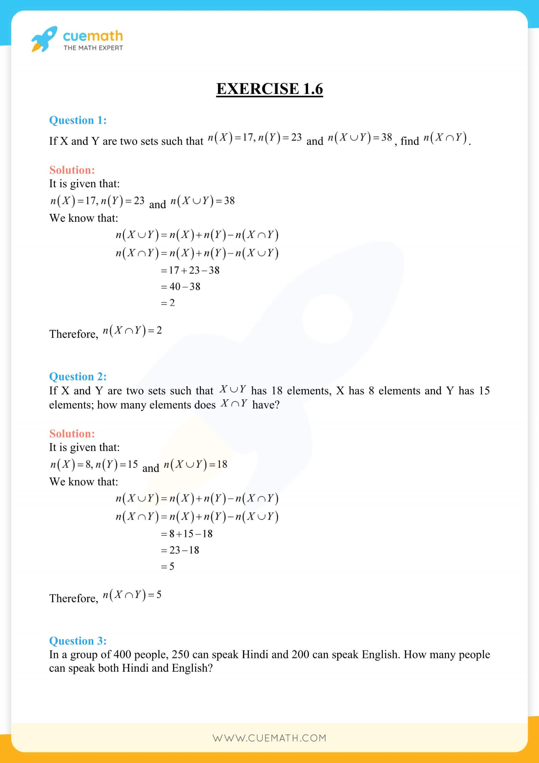 Class 11 Sets Solutions