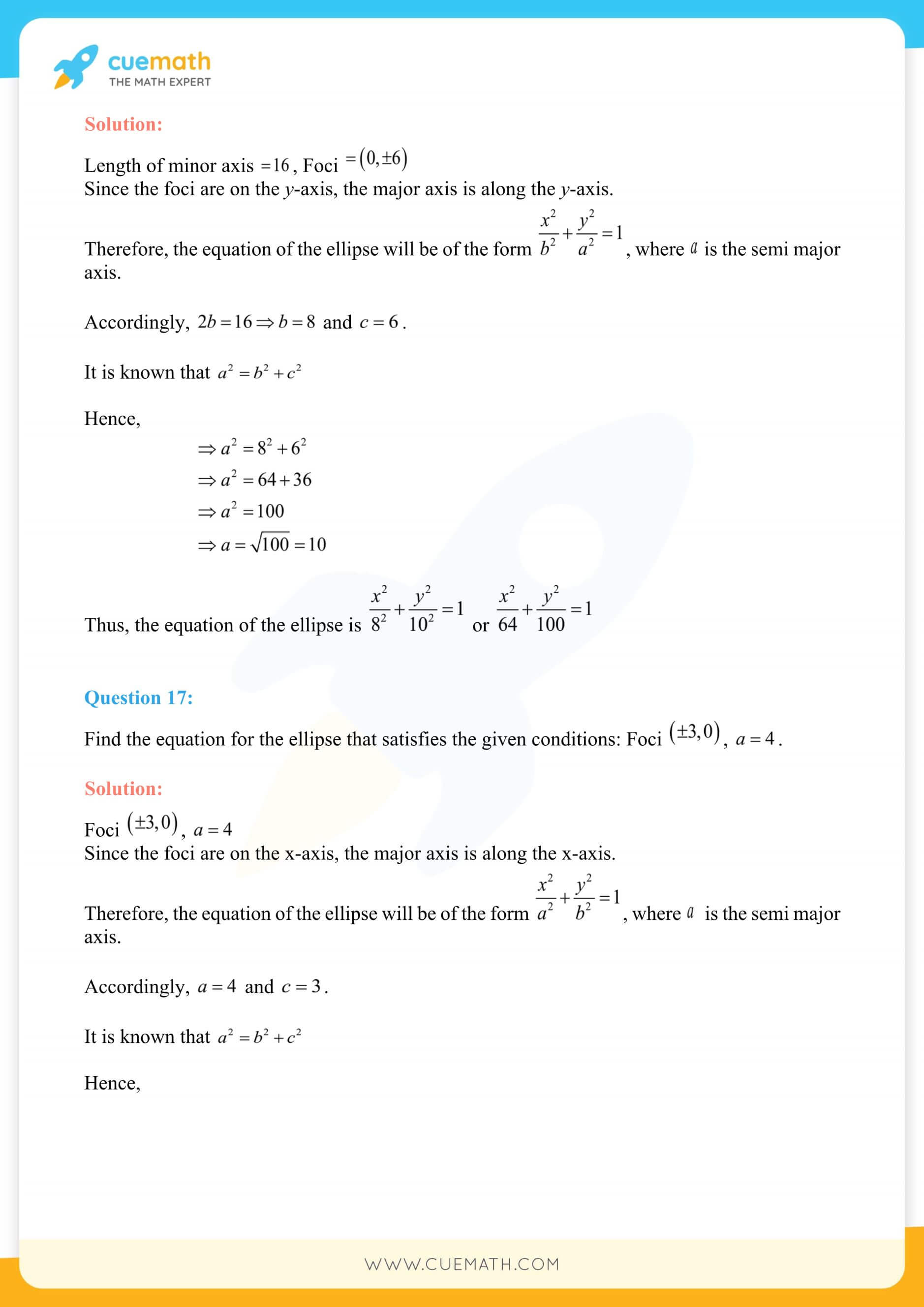 NCERT Solutions For Class 11 Maths Chapter 11 Exercise 11 3 Conic