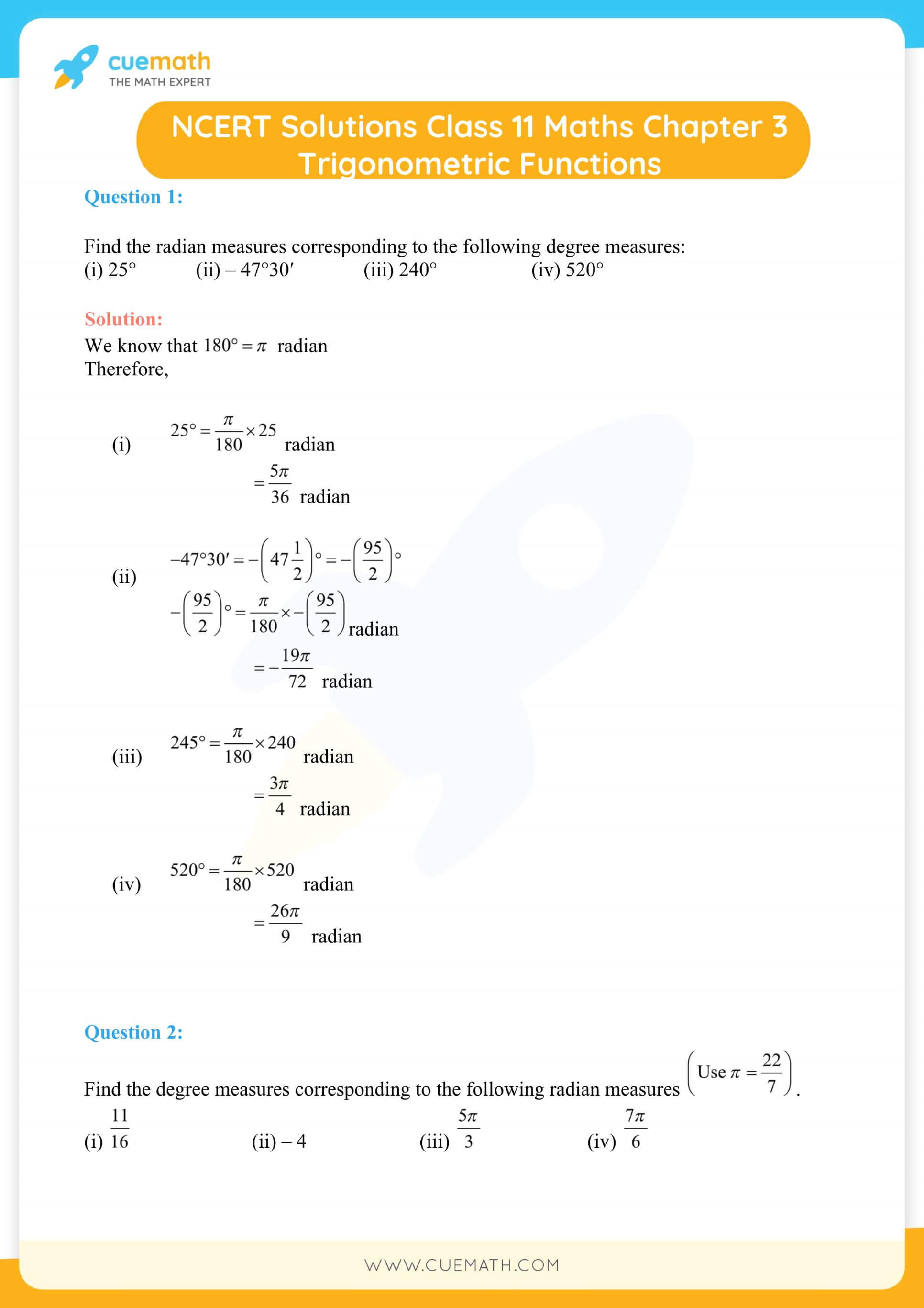 NCERT Solutions For Class 11 Maths Chapter 3 Exercise 3 1 Free PDF