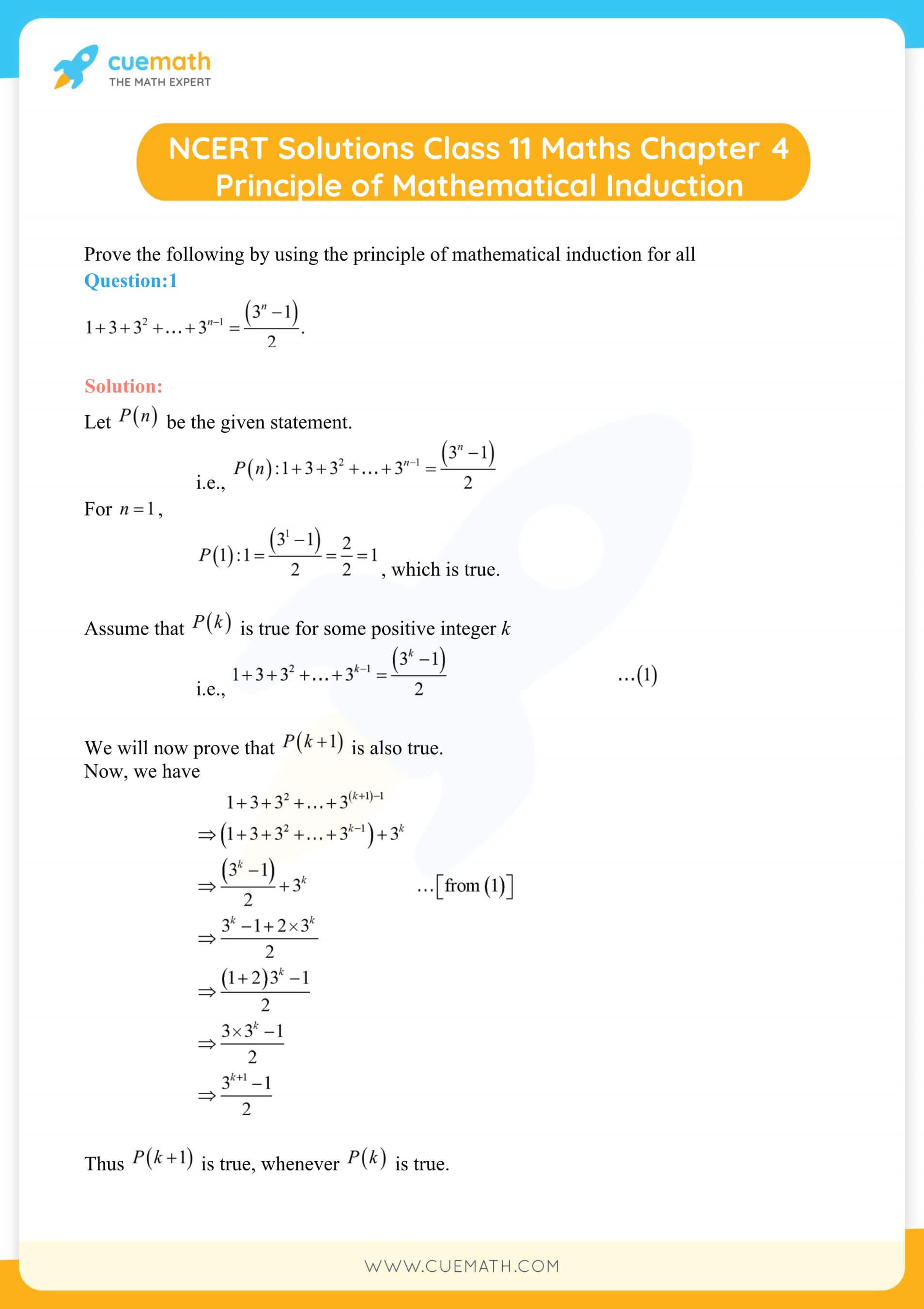 NCERT Solutions For Class 11 Maths Chapter 4 Principle Of Mathematical