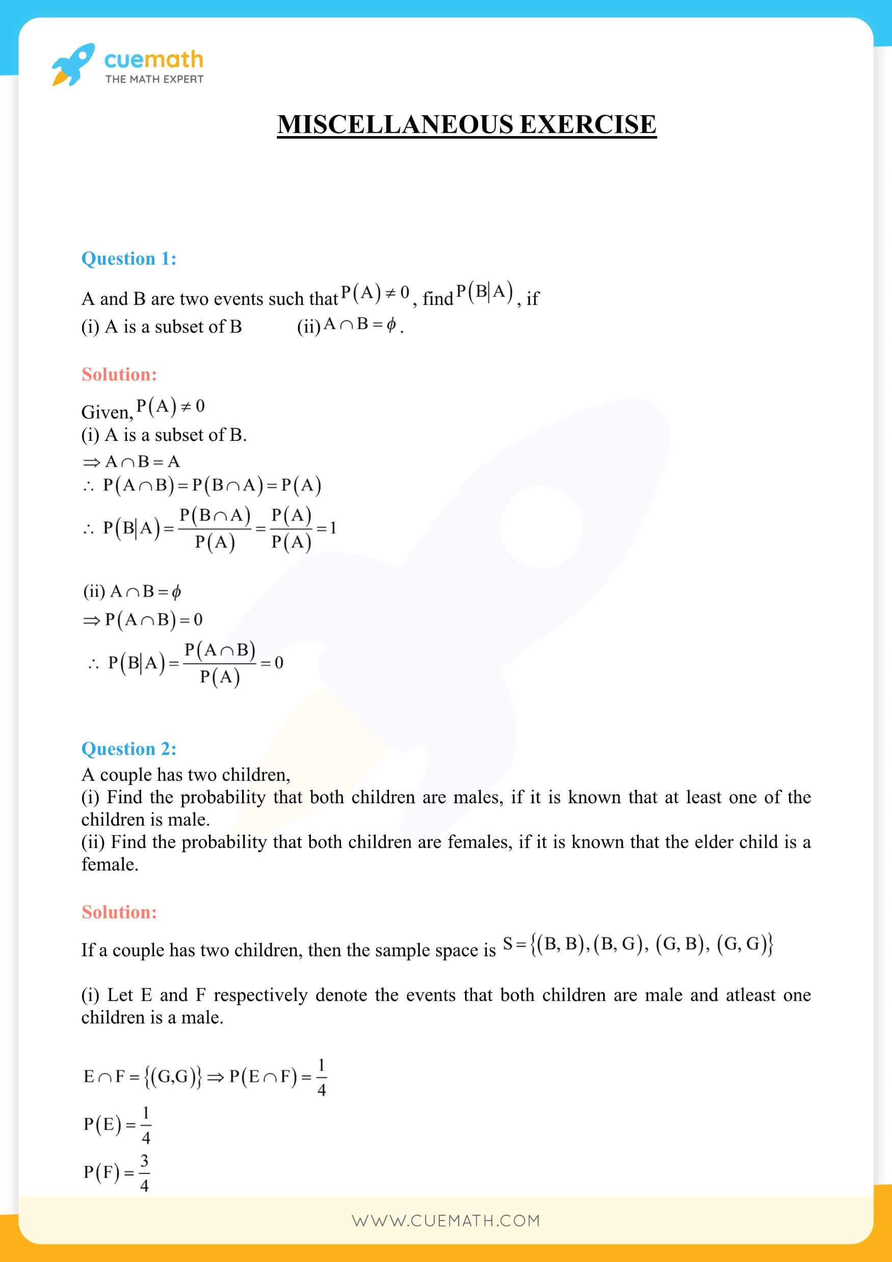 NCERT Solutions For Class 12 Maths Chapter 13 Miscellaneous Exercise