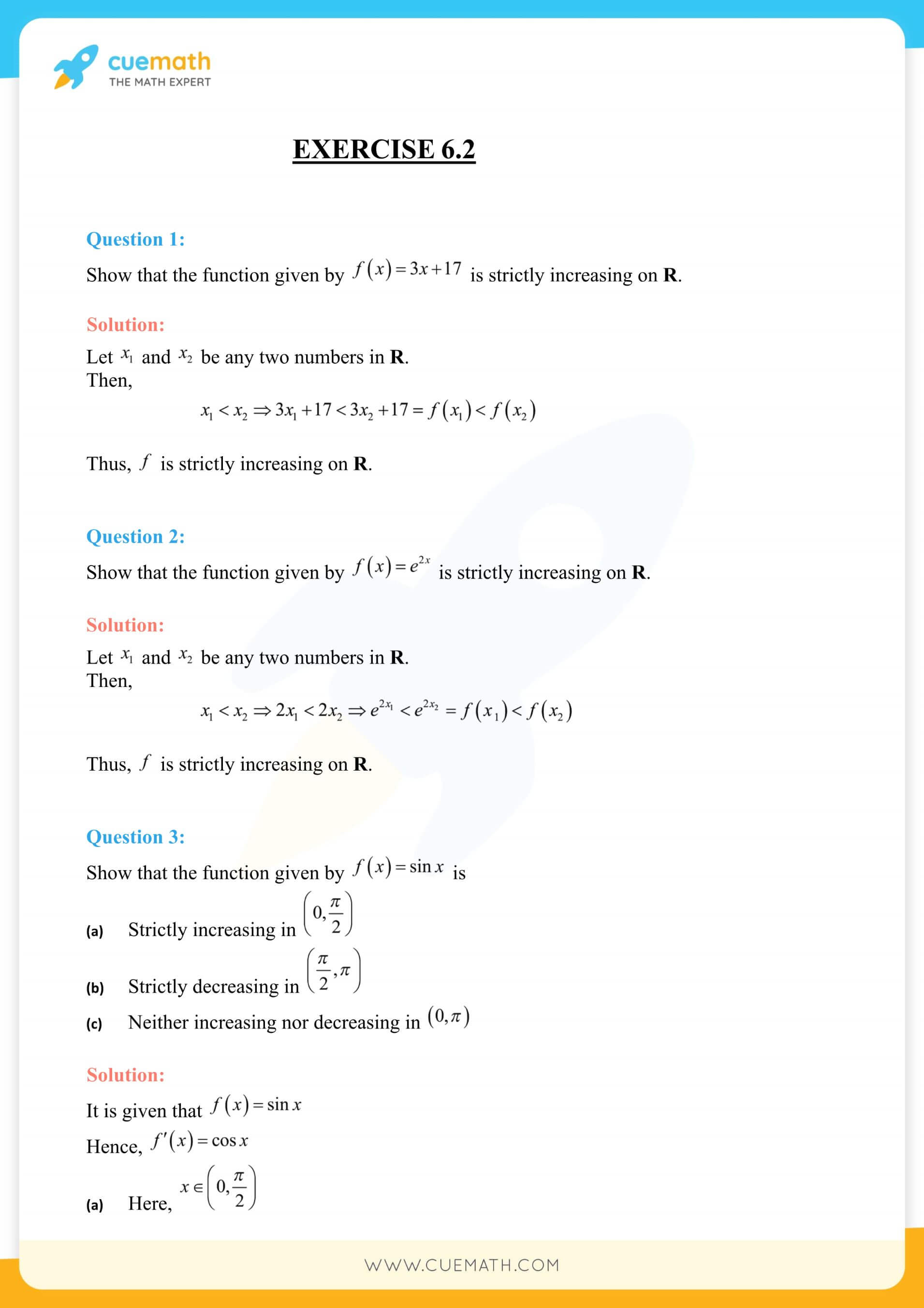 NCERT Solutions For Class 12 Maths Chapter 6 Exercise 6 2 Application NCERT Solutions For Class 12 Maths Chapter 6 Exercise 6 2 Application