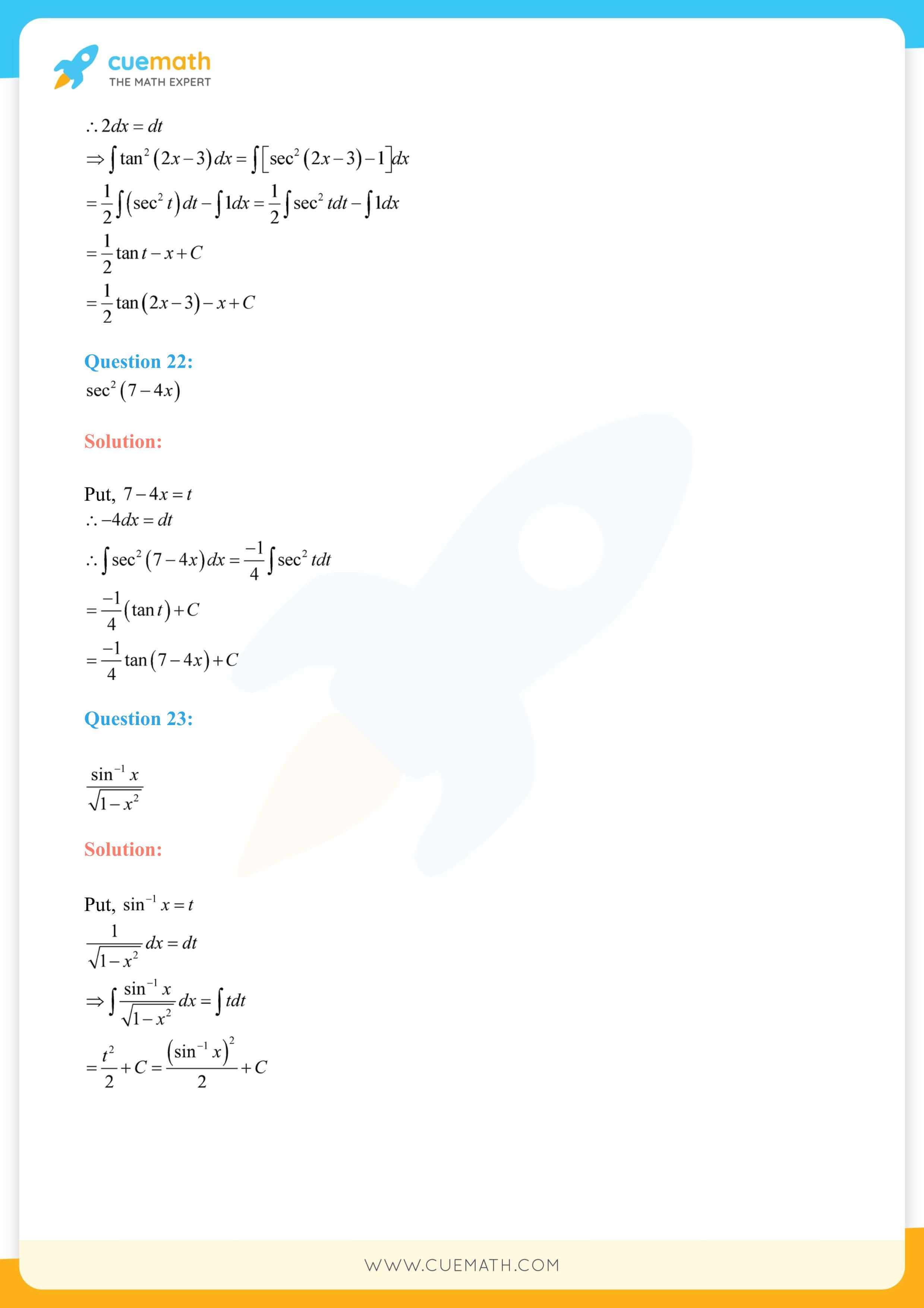 NCERT Solutions For Class 12 Maths Chapter 7 Exercise 7 2 Integrals NCERT Solutions For Class 12 Maths Chapter 7 Exercise 7 2 Integrals