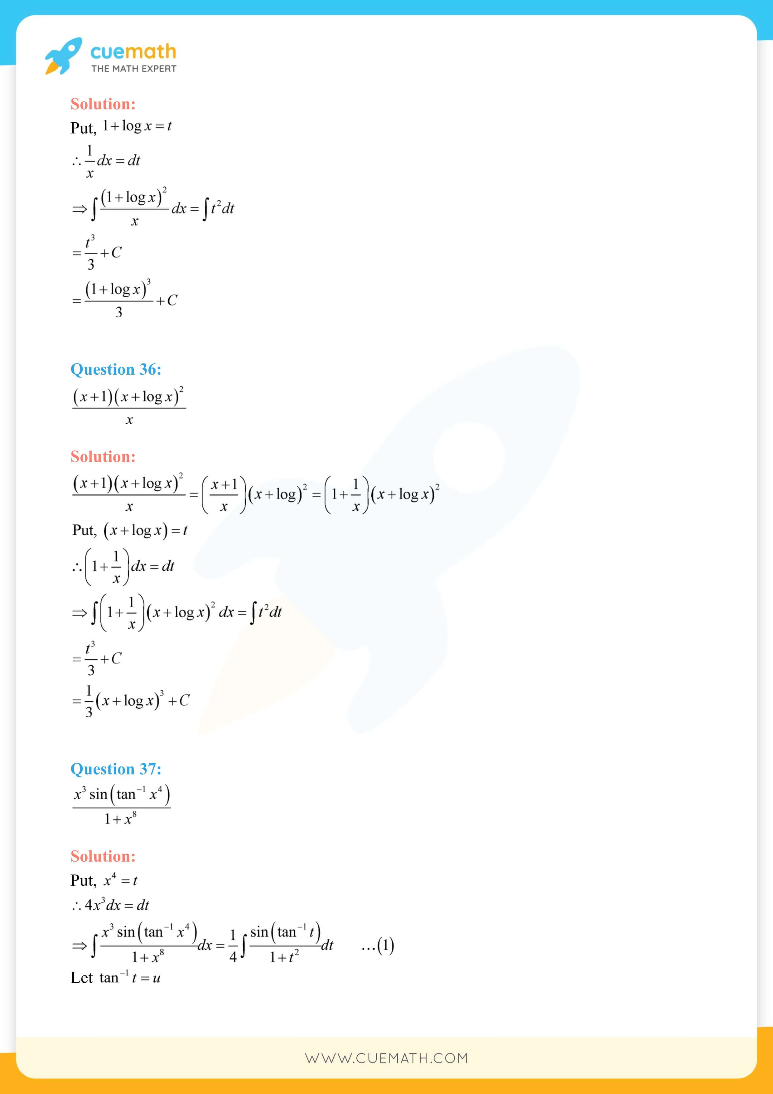 NCERT Solutions For Class 12 Maths Chapter 7 Exercise 7 2 Integrals NCERT Solutions For Class 12 Maths Chapter 7 Exercise 7 2 Integrals