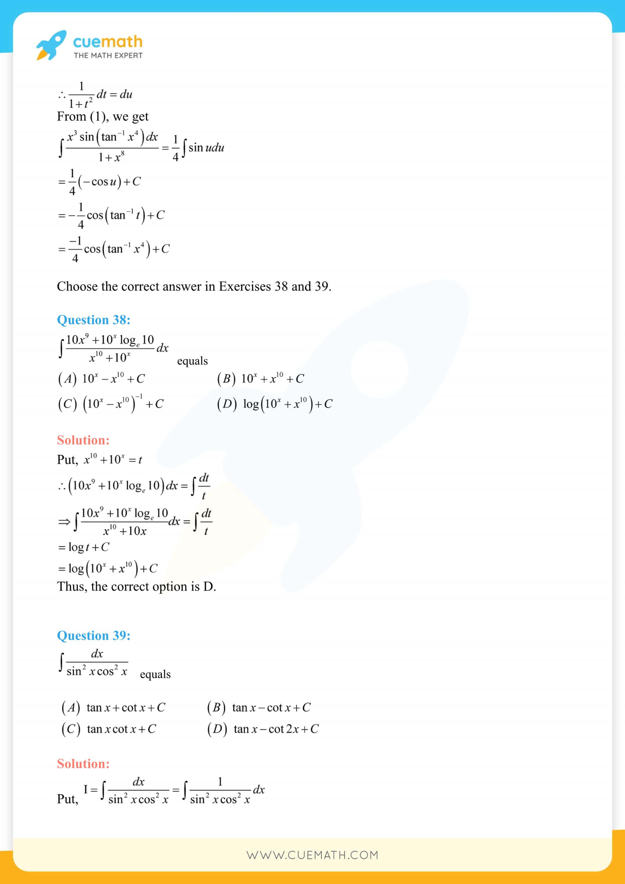 NCERT Solutions For Class 12 Maths Chapter 7 Exercise 7 2 Integrals NCERT Solutions For Class 12 Maths Chapter 7 Exercise 7 2 Integrals