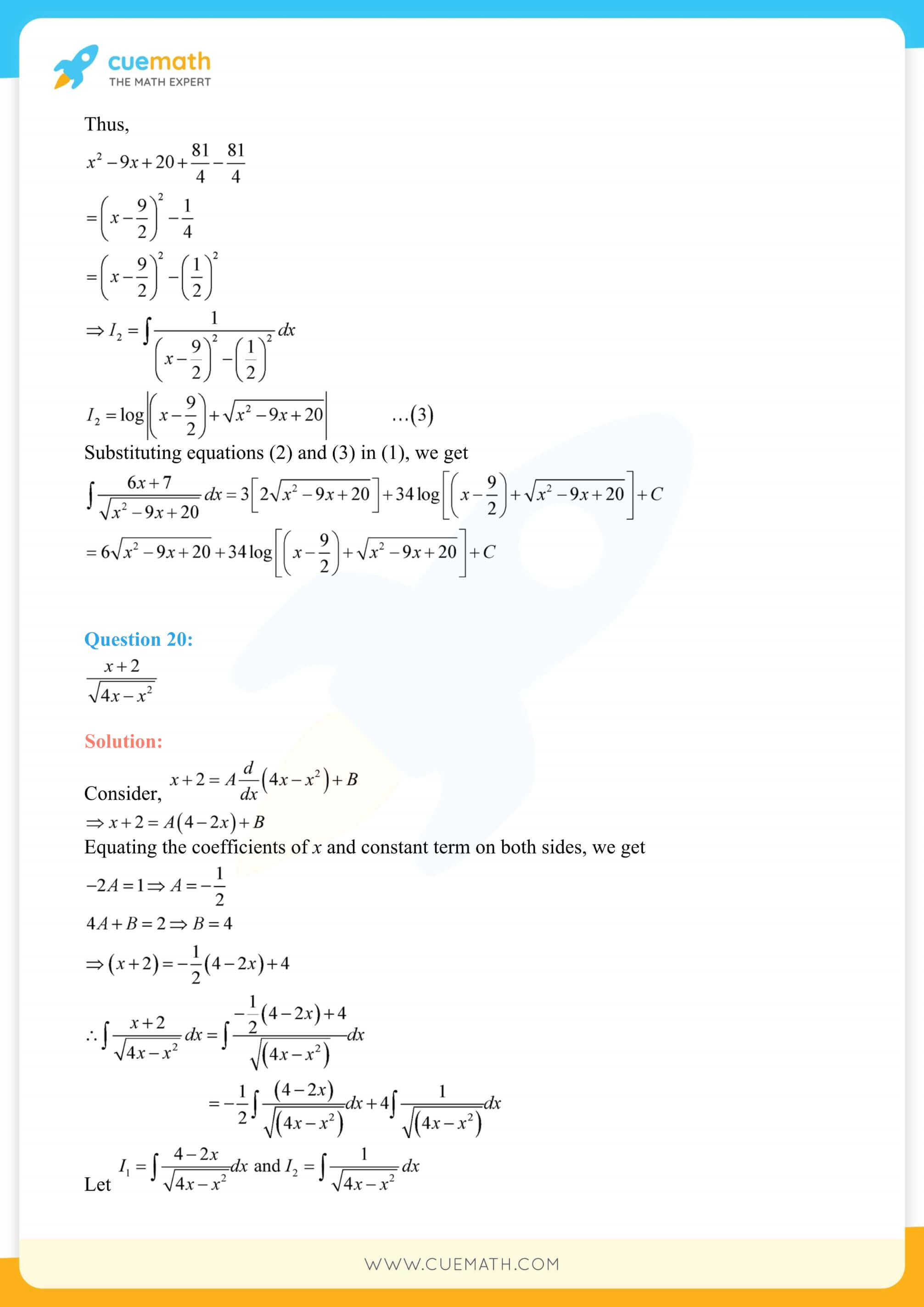 NCERT Solutions For Class 12 Maths Chapter 7 Exercise 7 4 Integrals NCERT Solutions For Class 12 Maths Chapter 7 Exercise 7 4 Integrals