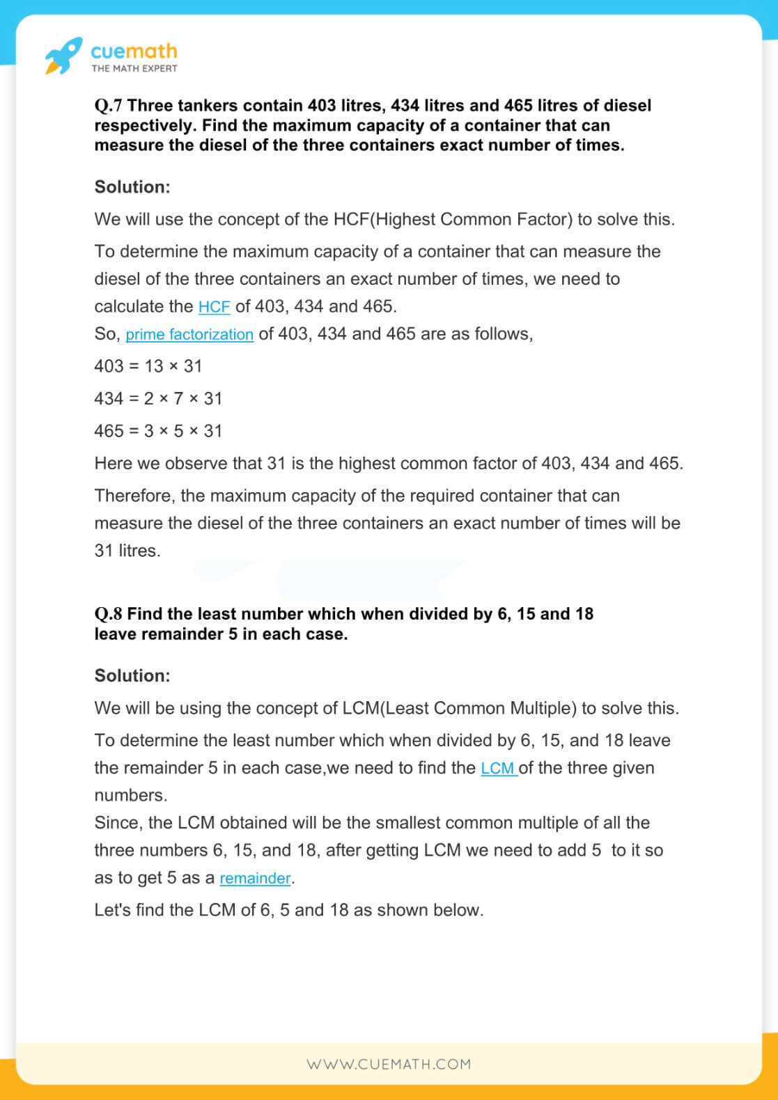 Free PDF For NCERT Solutions Class 6 Maths Chapter 3 Exercise 3 7