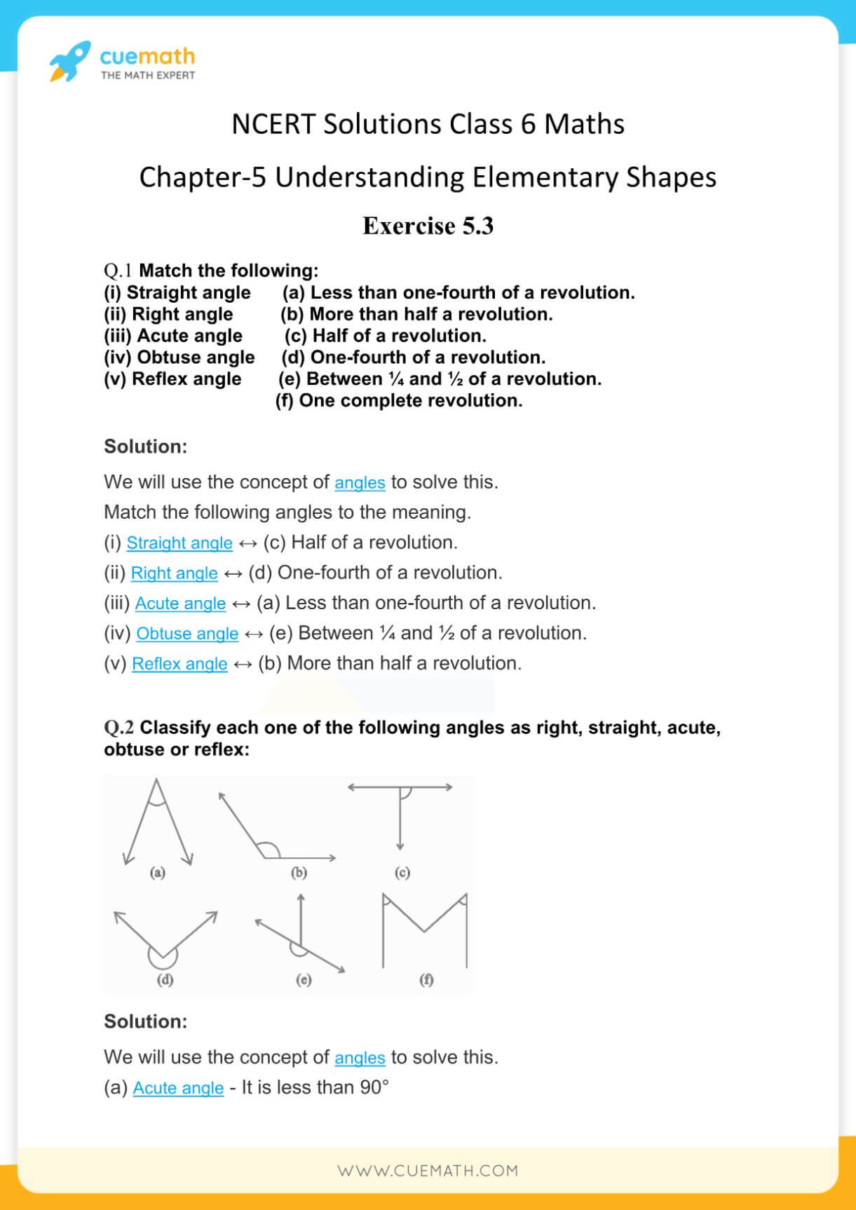 NCERT Solutions For Class 6 Maths Chapter 5 Exercise 5 3 Free PDF NCERT Solutions For Class 6 Maths Chapter 5 Exercise 5 3 Free PDF