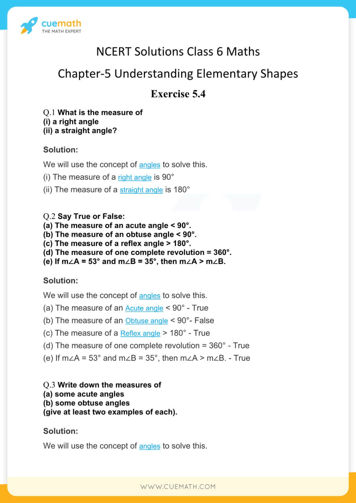Download Free PDF For NCERT Solutions Class 6 Maths Chapter 5 Exercise