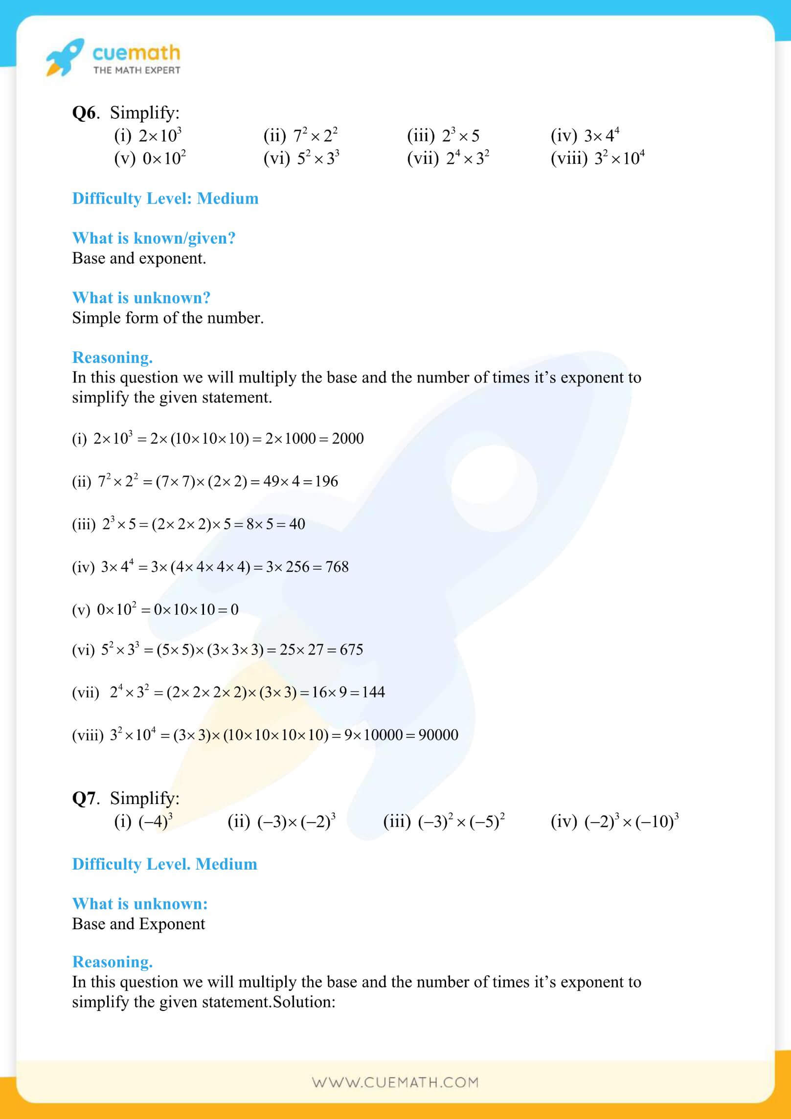 NCERT Solutions Class 7 Maths Chapter 13 Exponents And Powers
