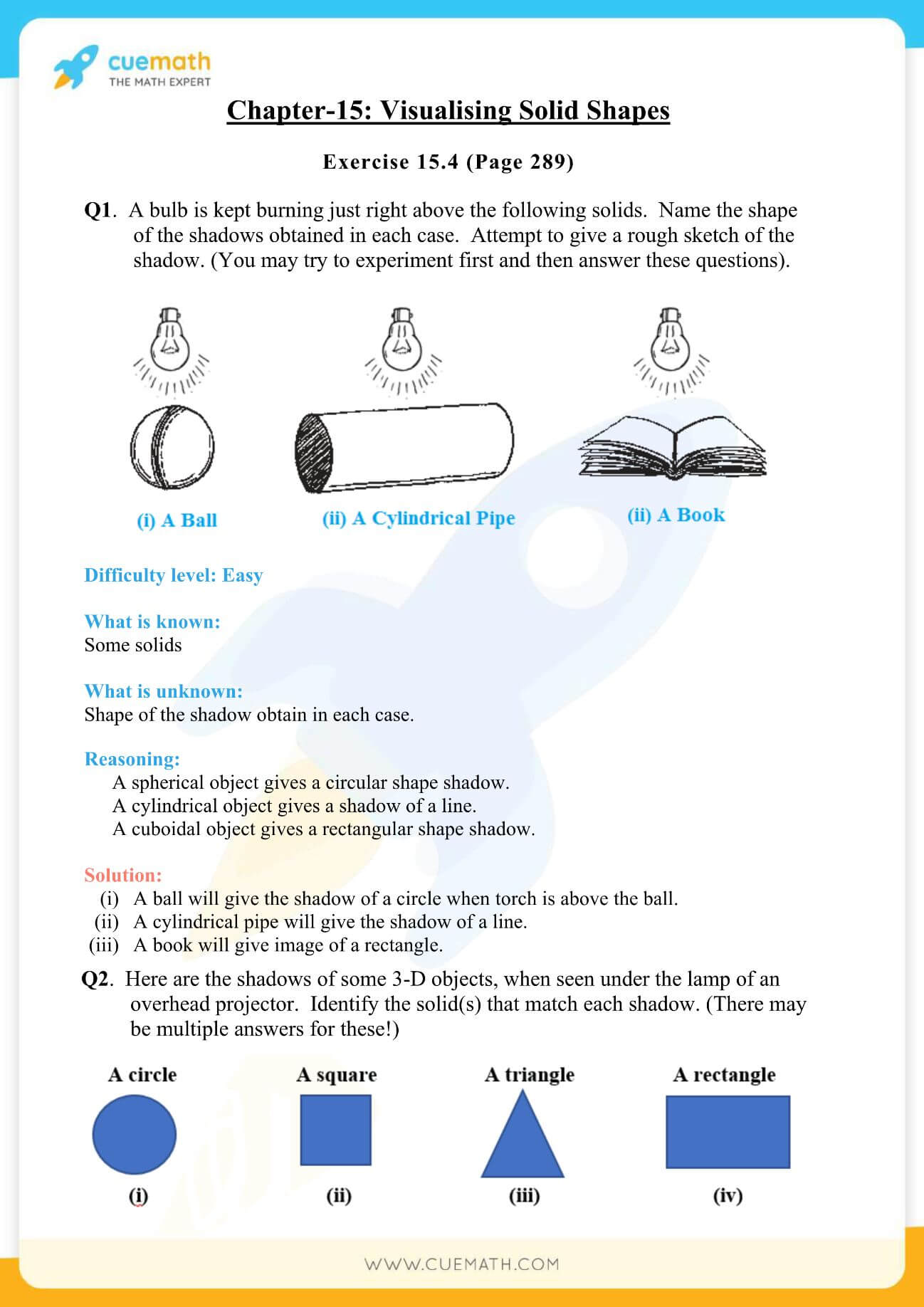 NCERT Solutions Class 7 Maths Chapter 15 Visualising Solid Shapes NCERT Solutions Class 7 Maths Chapter 15 Visualising Solid Shapes