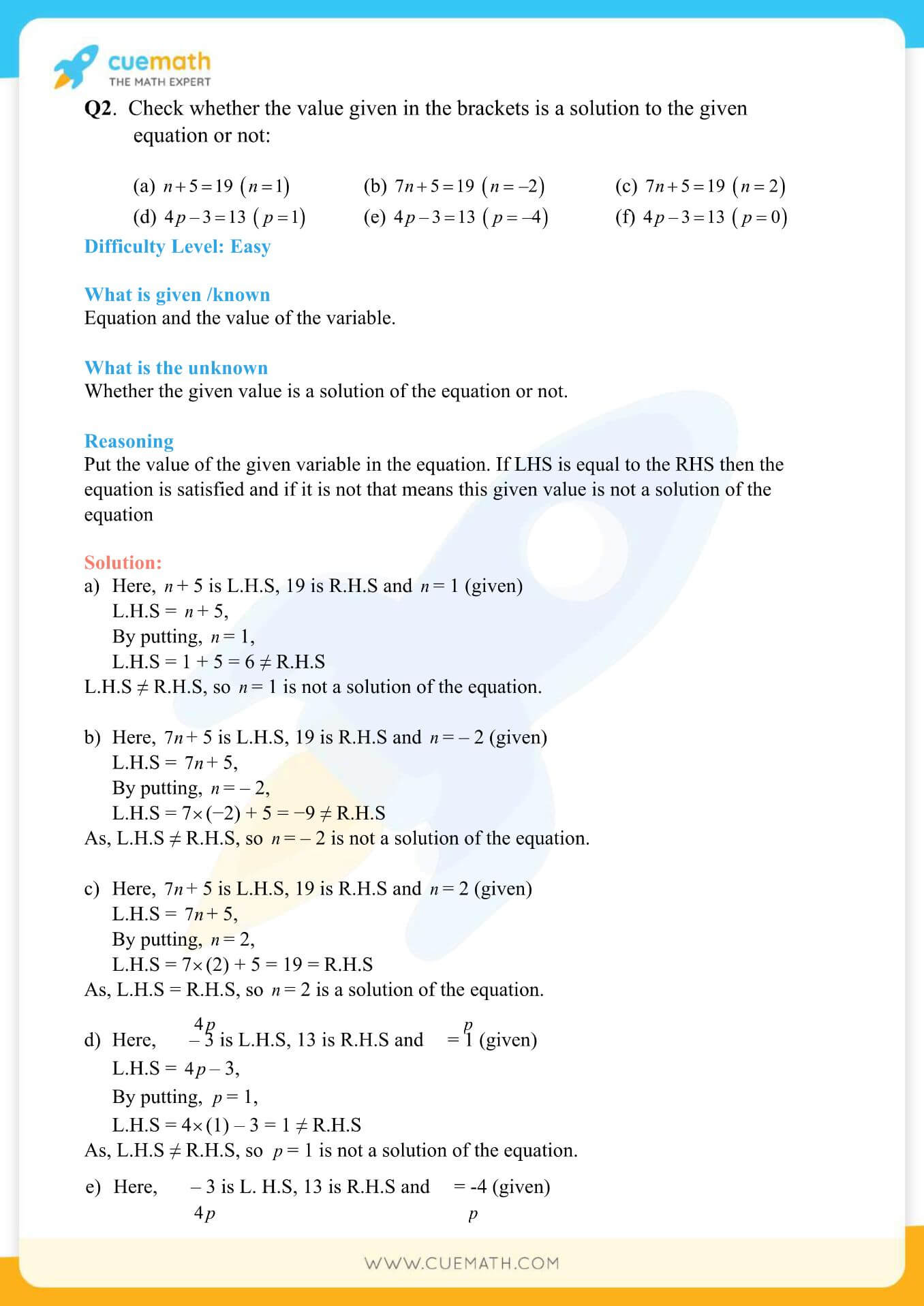 NCERT Solutions Class 7 Maths Chapter 4 Exercise 4 1 Simple Equations