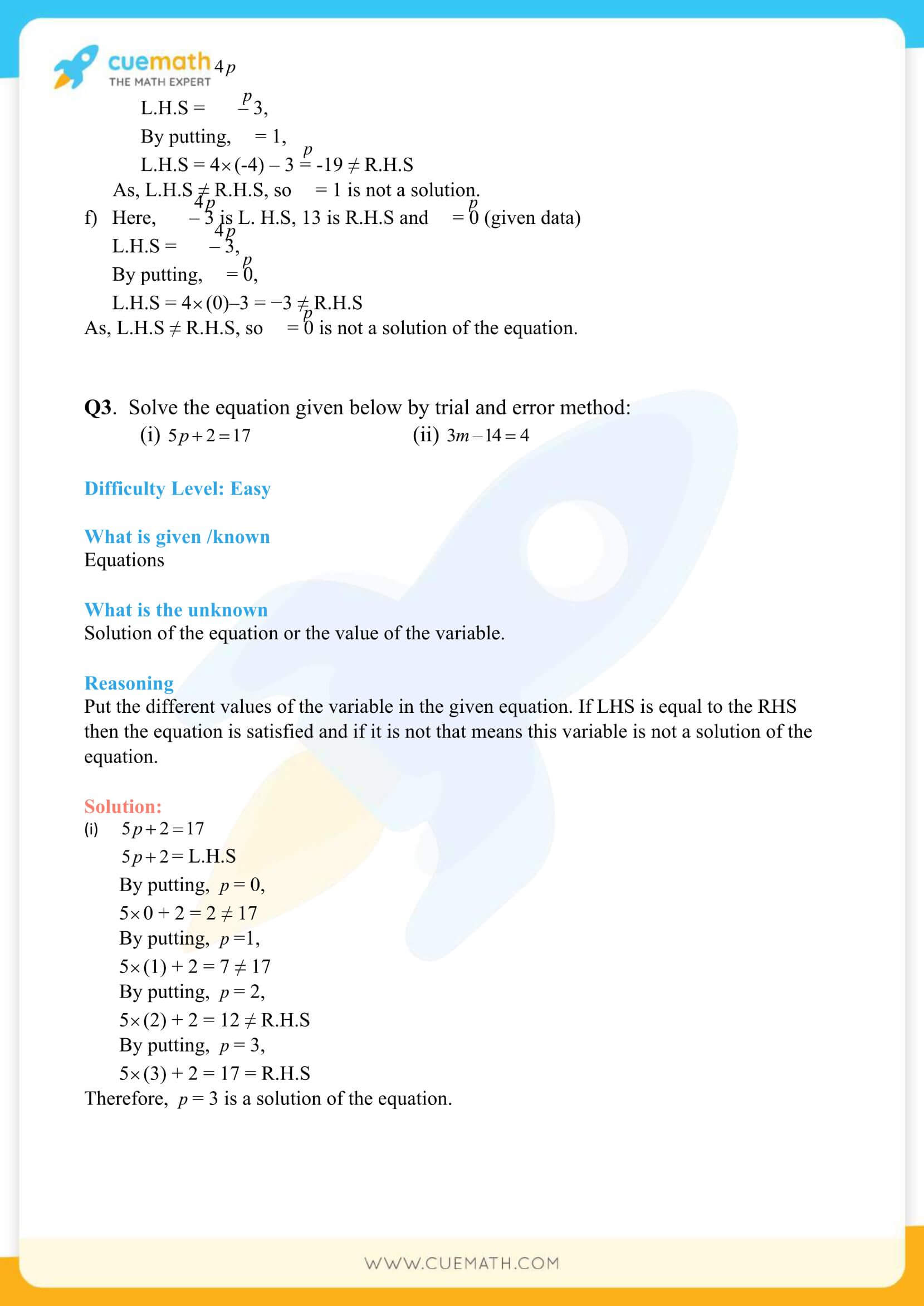 NCERT Solutions Class 7 Maths Chapter 4 Exercise 4 1 Simple Equations
