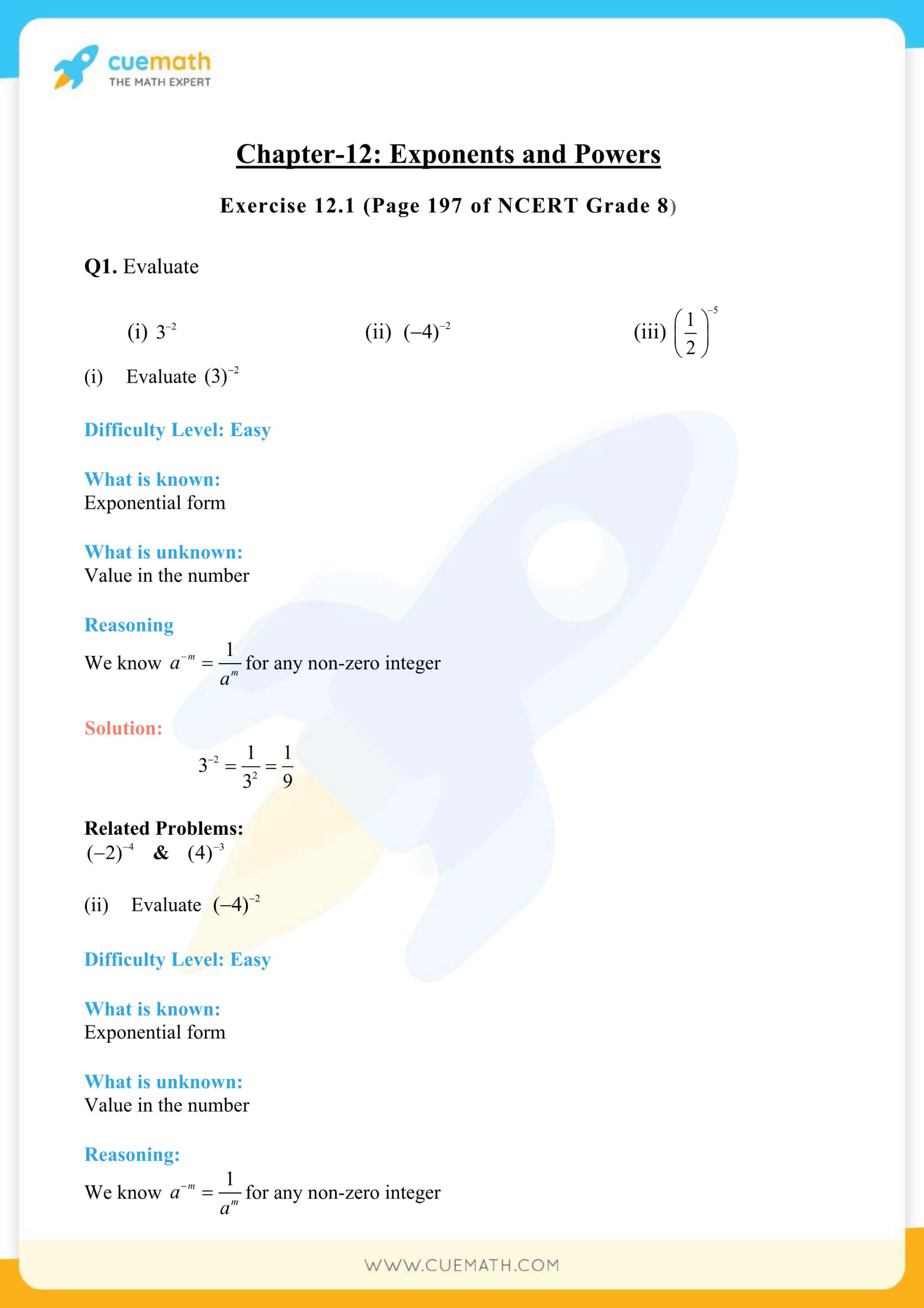 NCERT Solutions Class 8 Maths Chapter 12 Exponents And Powers