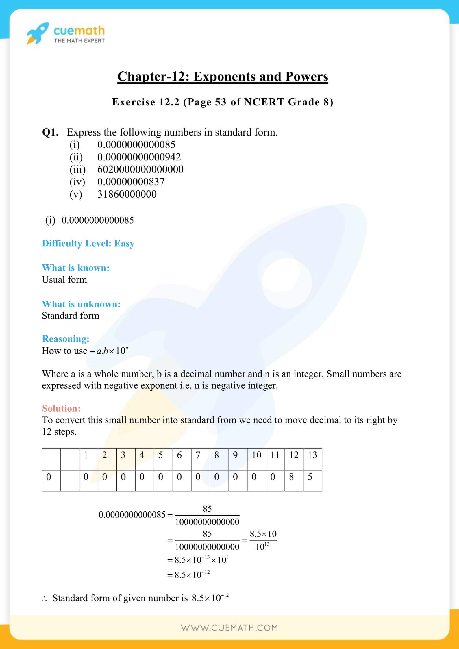 NCERT Solutions Class 8 Maths Chapter 12 Exponents And Powers