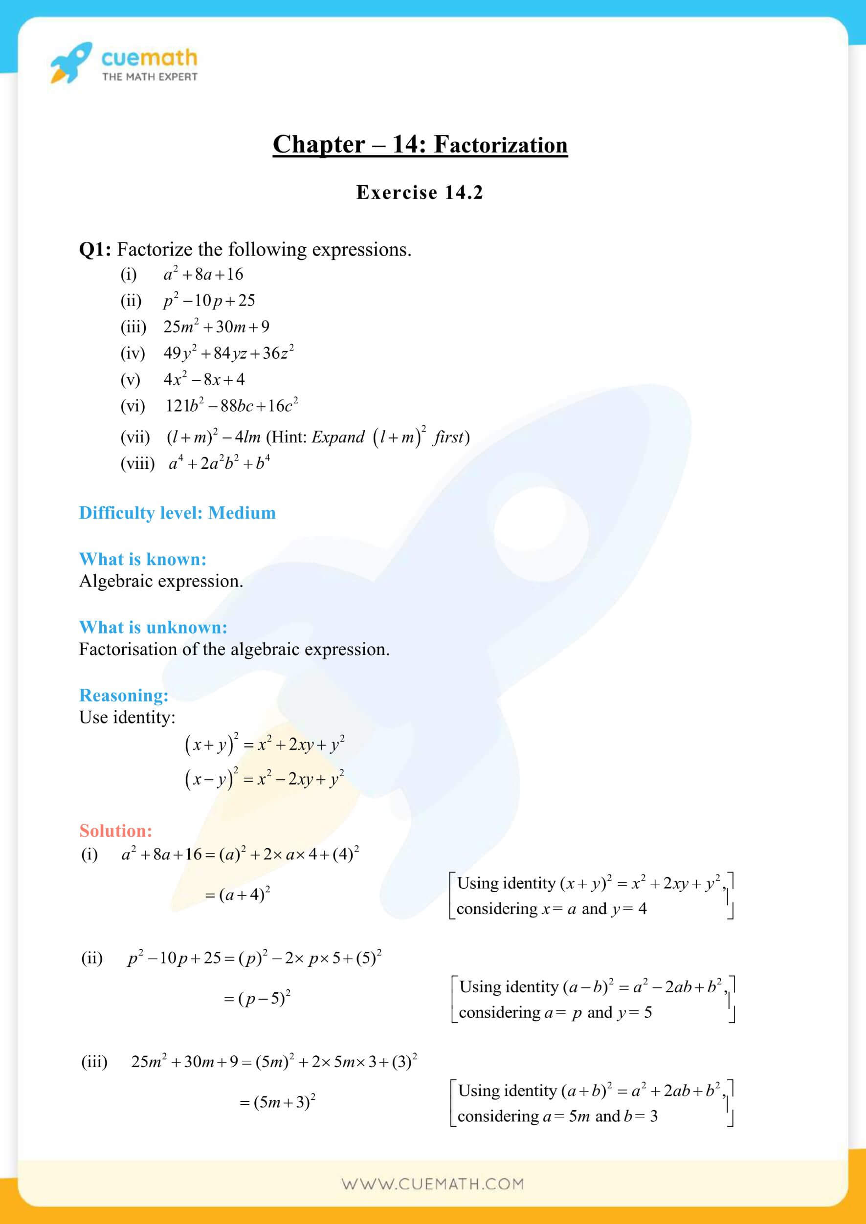 Factorization Class 8 Worksheet With Answers