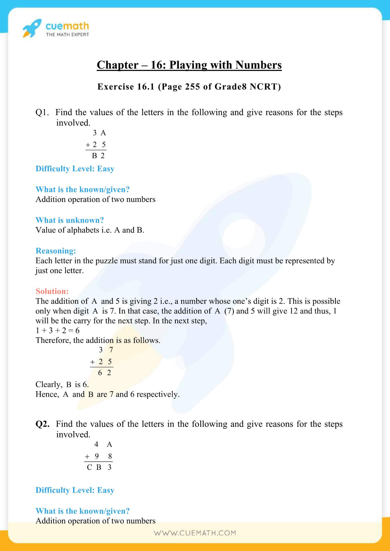 NCERT Solutions Class 8 Maths Chapter 16 Playing With Numbers