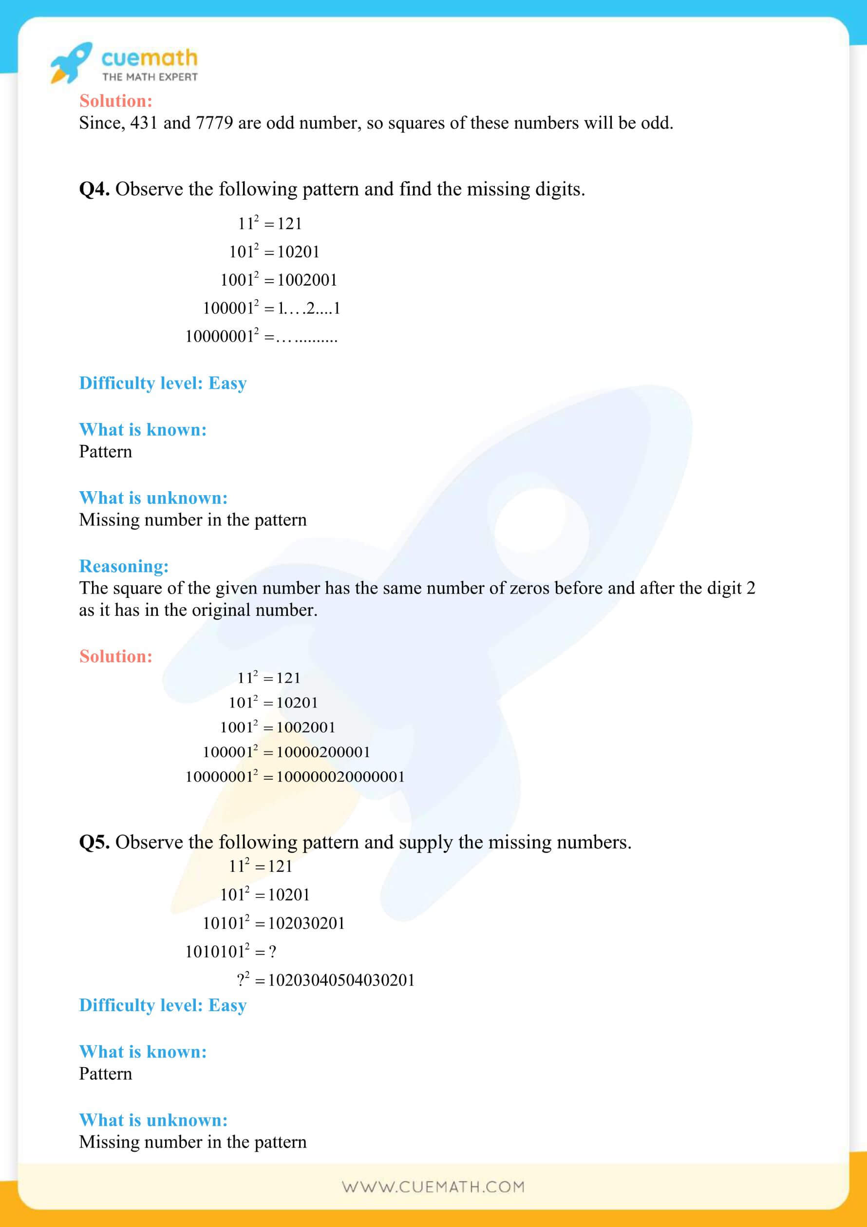 NCERT Solutions Class 8 Maths Chapter 6 Squares And Square Roots NCERT Solutions Class 8 Maths Chapter 6 Squares And Square Roots