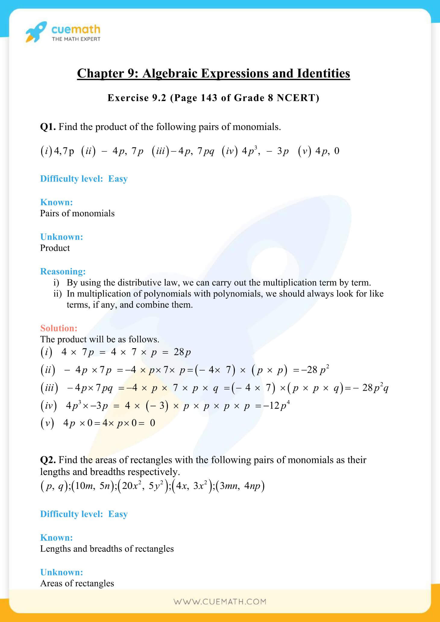 NCERT Solutions Class 8 Maths Chapter 9 Algebraic Expressions And
