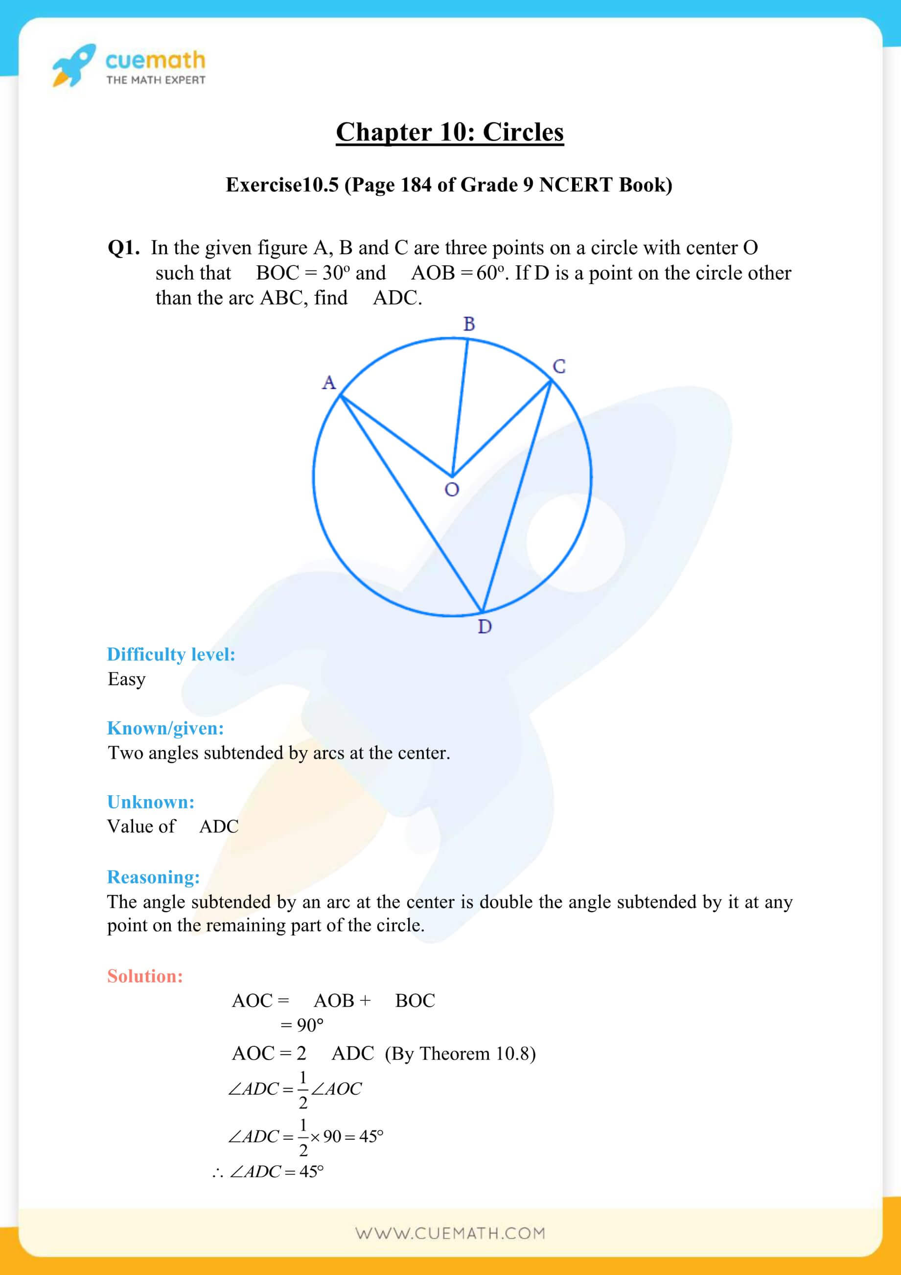 Ncert Solutions Class 9 Maths Chapter 10 Exercise 10 5 Circles FDE