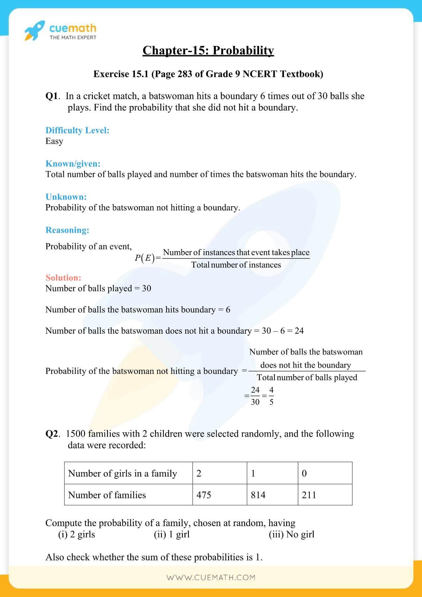 Cbse Class 9 Mental Maths Probability Worksheet Cbse Class 9 Mental 
