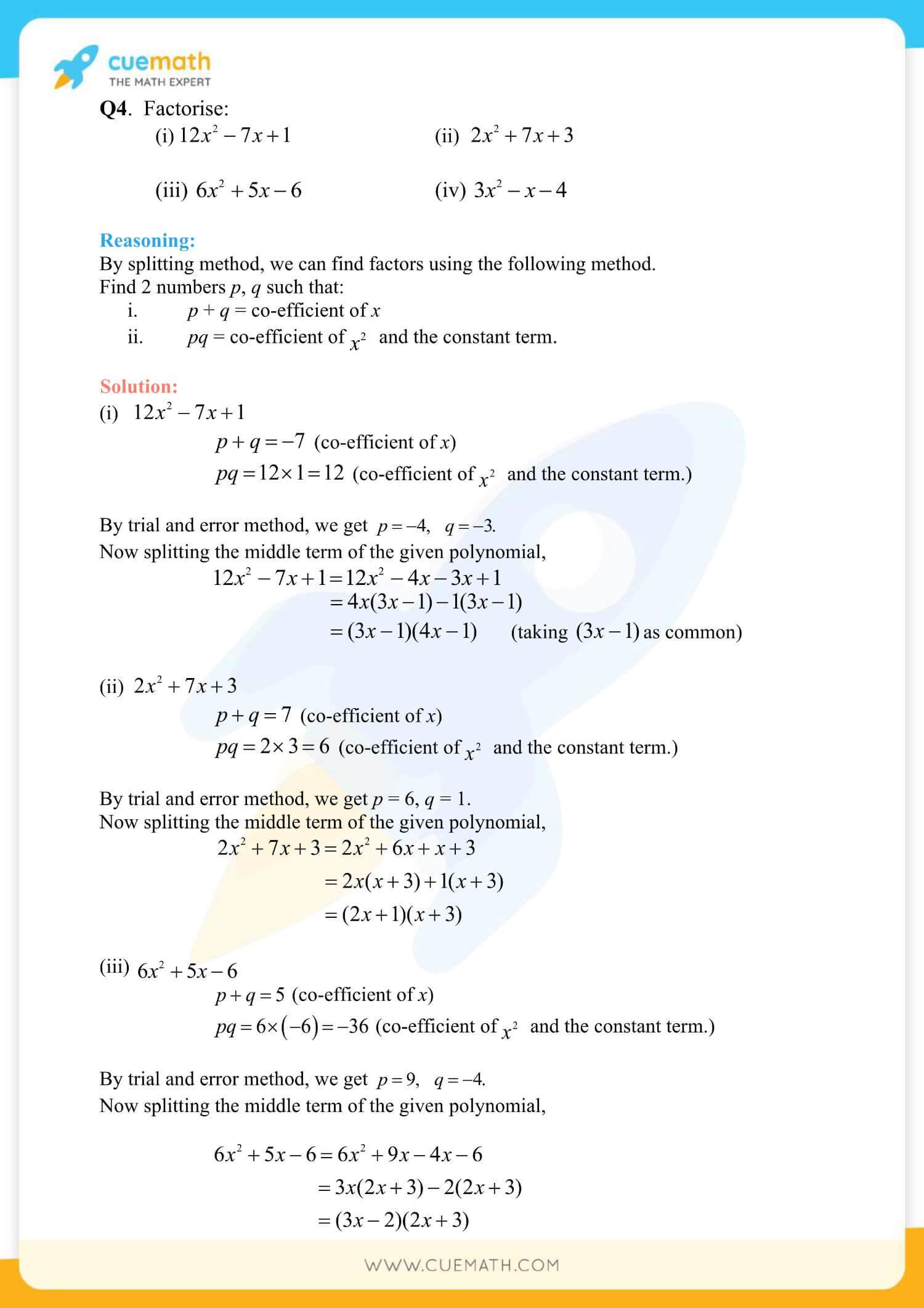 NCERT Solutions Class 9 Maths Chapter 2 Exercise 2 4 Polynomials NCERT Solutions Class 9 Maths Chapter 2 Exercise 2 4 Polynomials