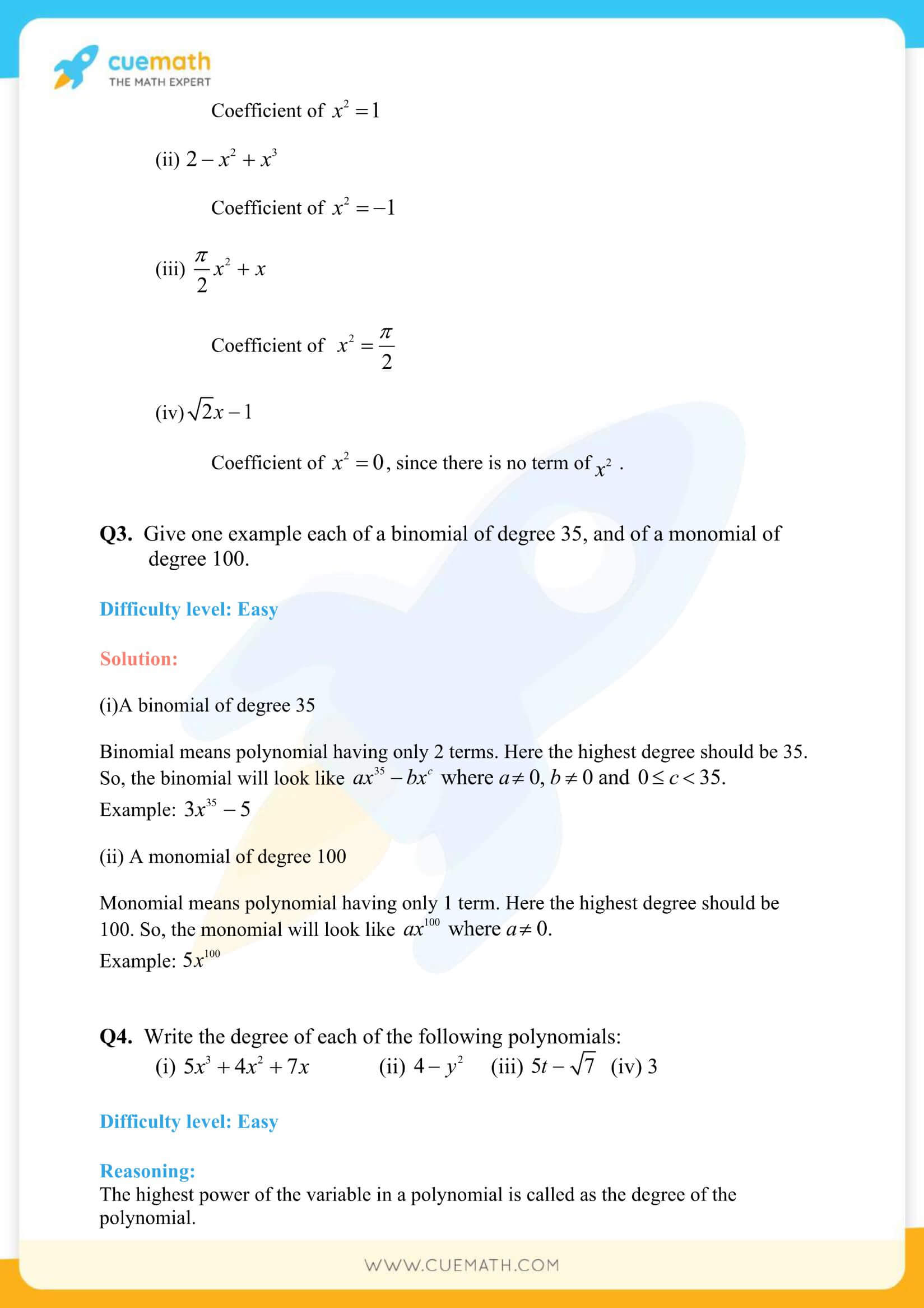 NCERT Solutions Class 9 Maths Chapter 2 Exercise 2 1 Polynomials NCERT Solutions Class 9 Maths Chapter 2 Exercise 2 1 Polynomials
