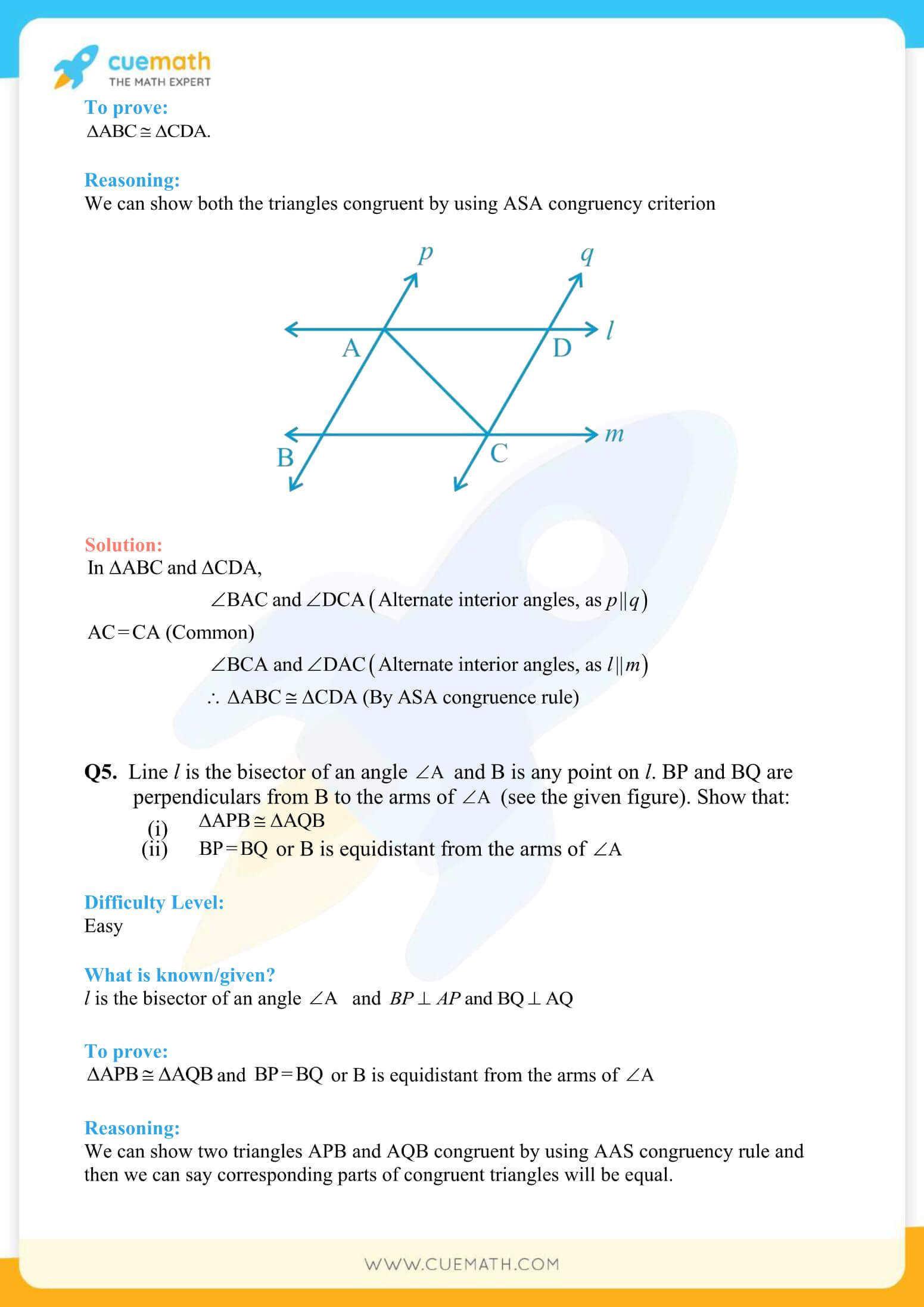 NCERT Solutions Class 9 Maths Chapter 7 Exercise 7 1 Triangles Free 
