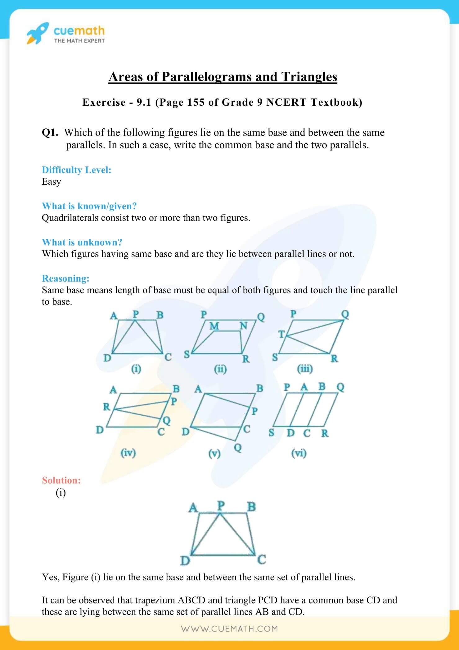 NCERT Solutions Class 9 Maths Chapter 9 Exercise 9 1 Access Free PDF